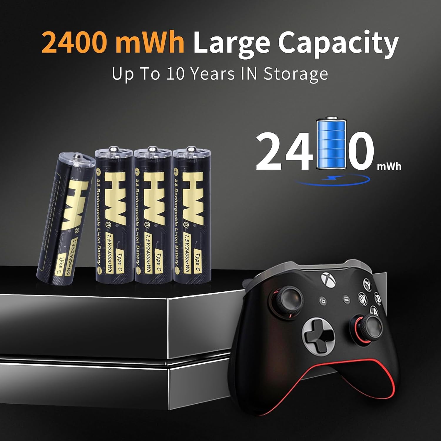 GHRTGR-USB Rechargeable AA Batteries 4 Pack, Lithium Batteries ...