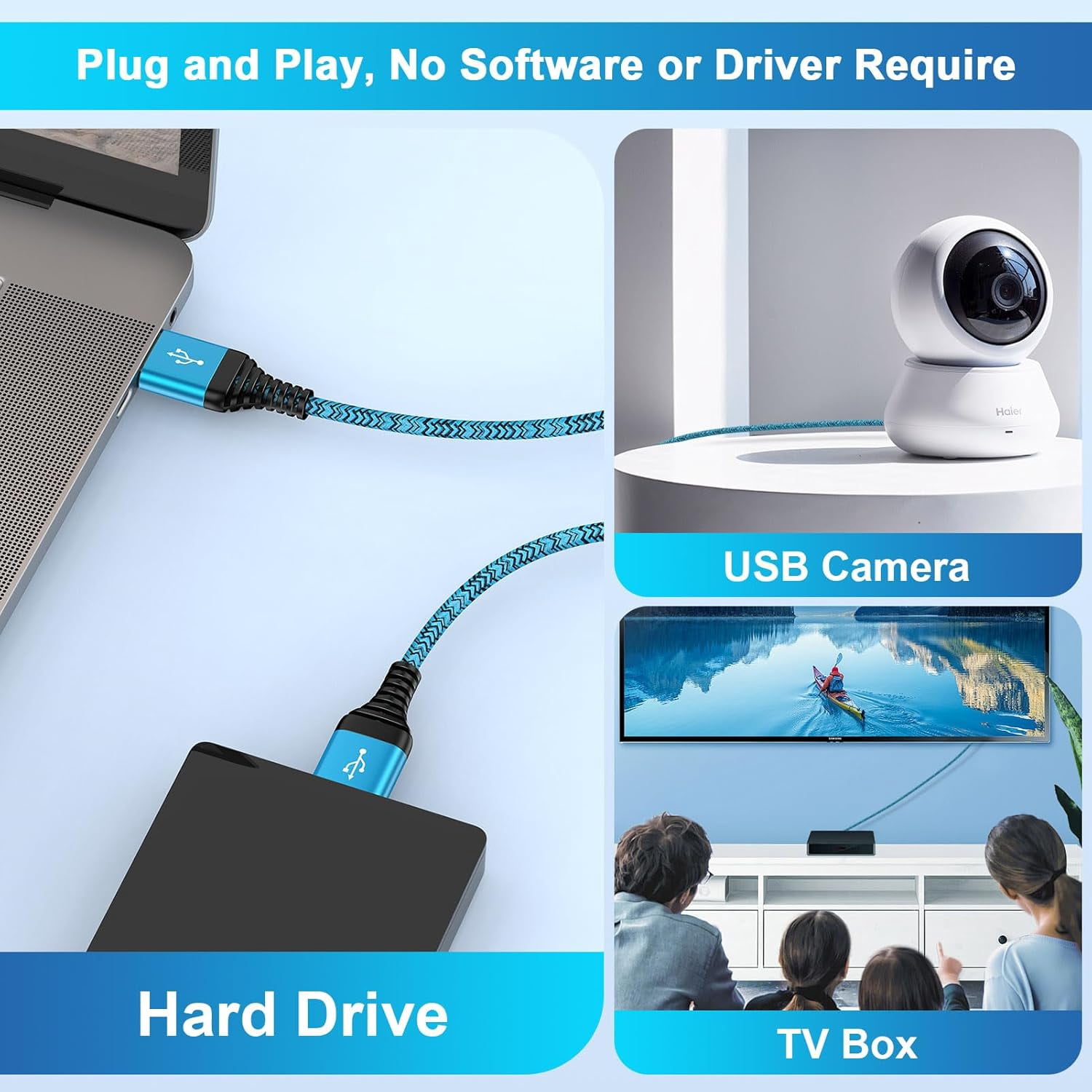 GHRTGR-USB A to USB A Cable 10 FT, USBA Cord 10 Feet Long Male to Male ...