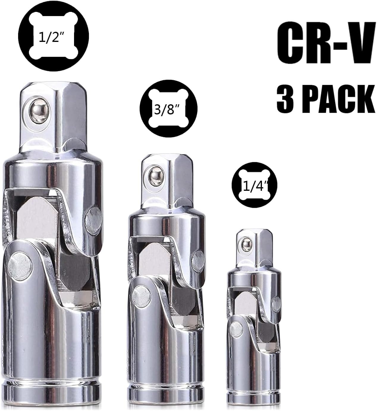 GHRTGR-Universal Joint Socket, 3-Piece 1/4in, 3/8in, 1/2in Drive ...