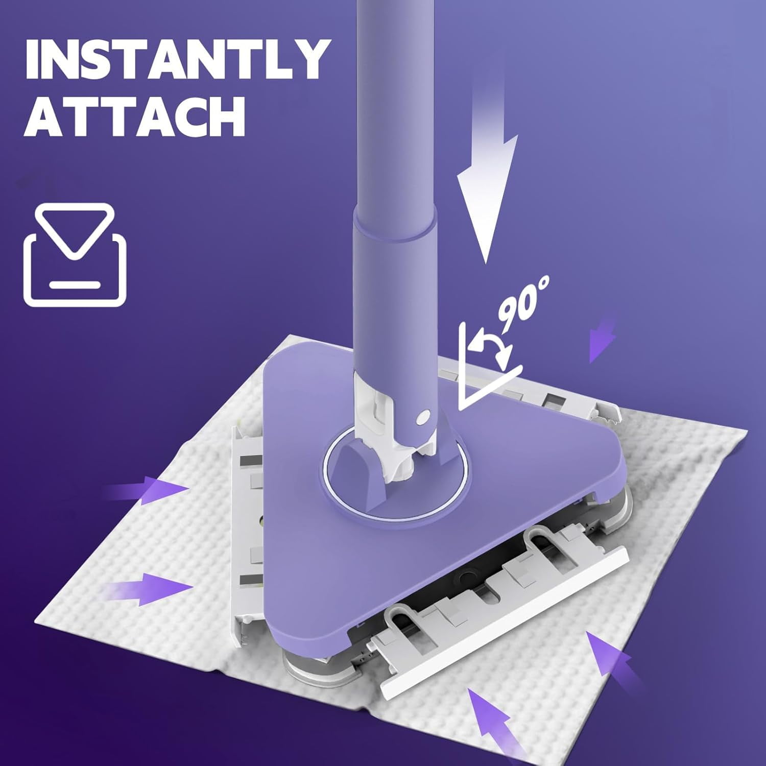 GHRTGR-Wall Cleaner Mop, Instantly Attach & Remove Cloth Touch-Free ...