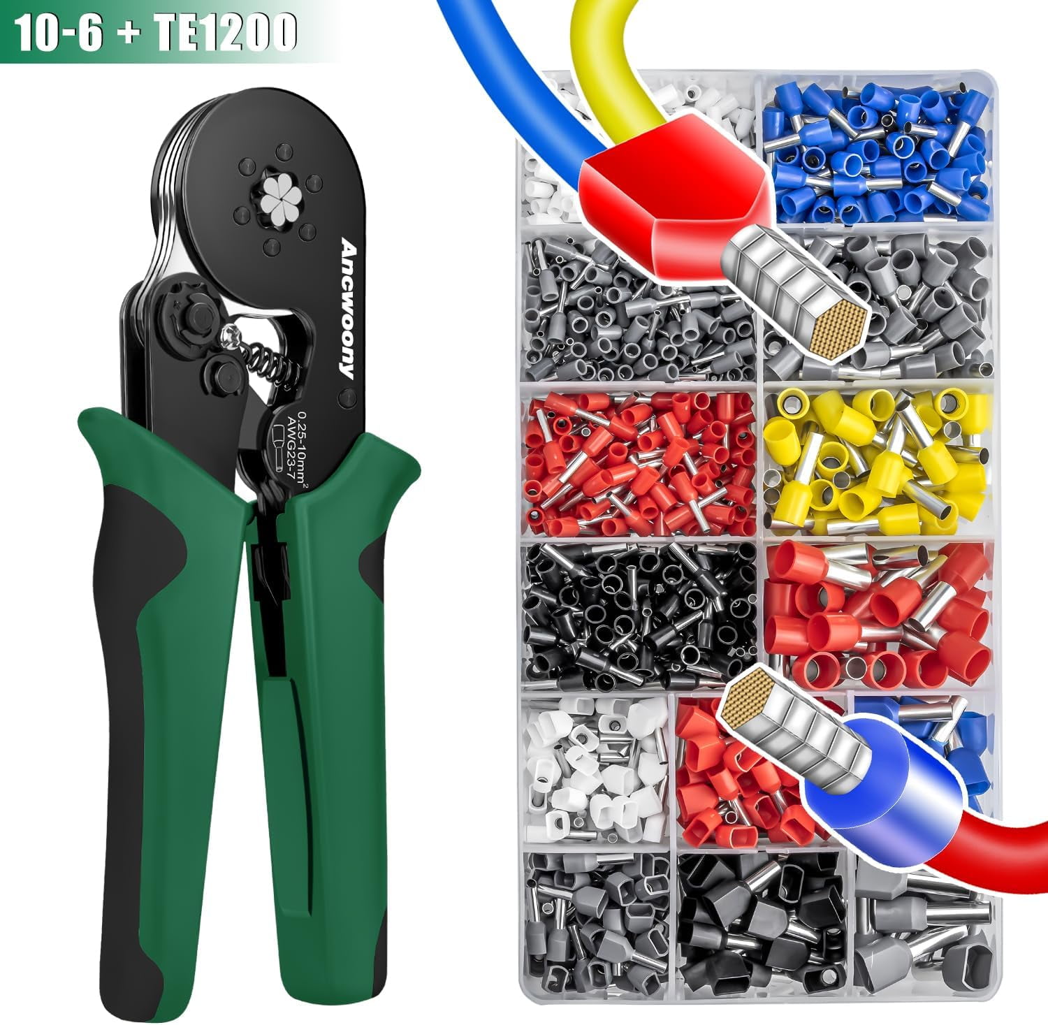 GHRTGR-Wire Crimping Tool Kit with TE/VE1200PCS Ferrules Terminals ...