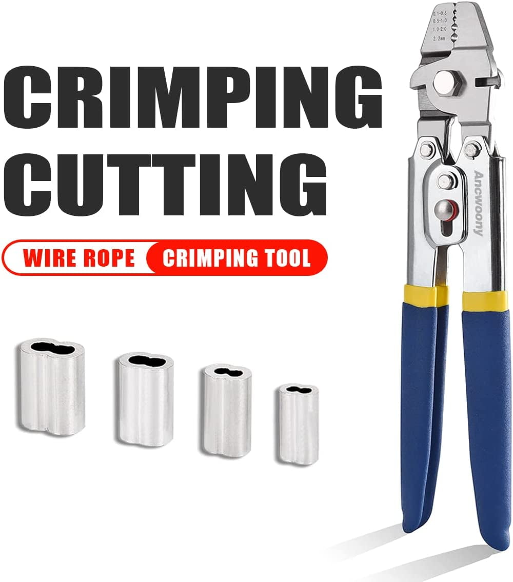 GHRTGR-Wire Rope Crimping Tool 0.1-2.2mm With 400PCS 4Sizes (M1/M1.2/M1 ...