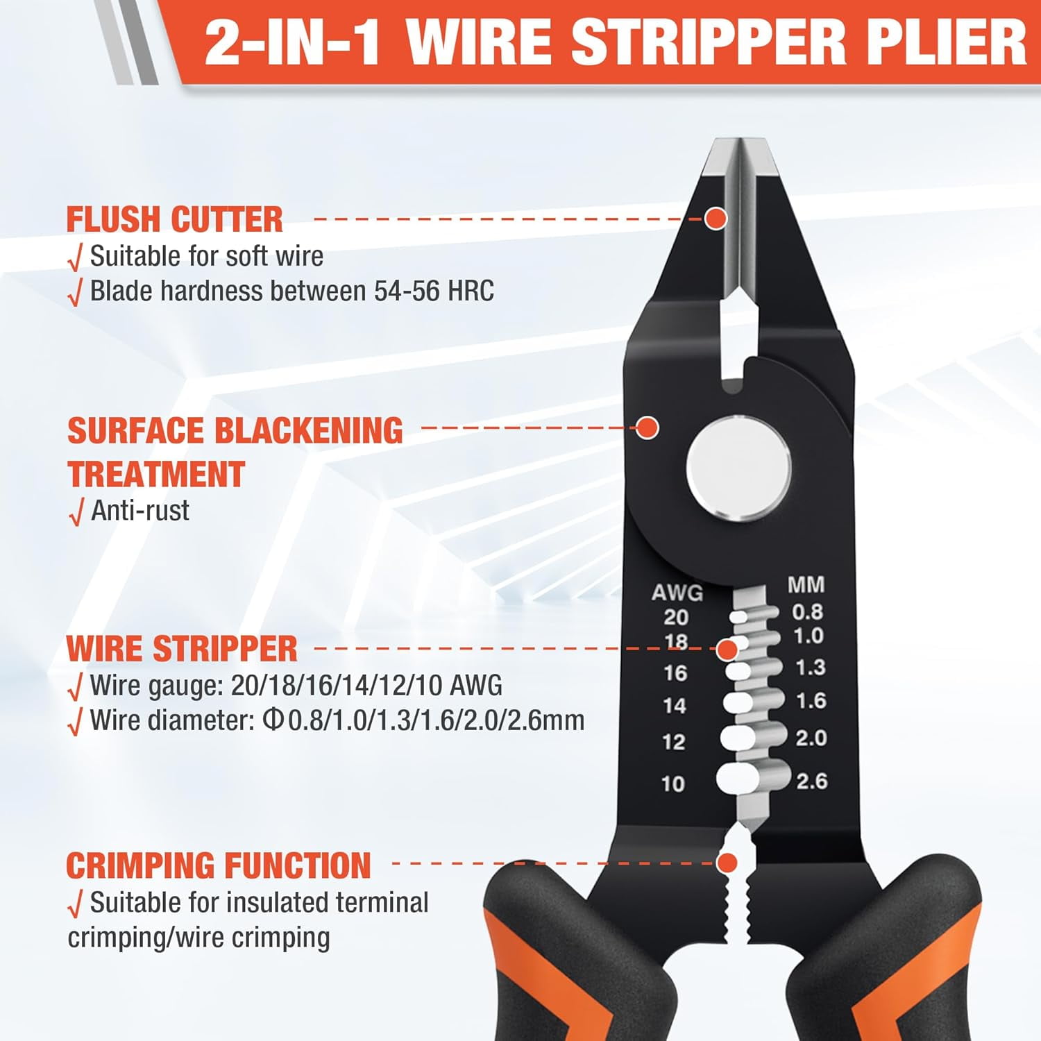 GHRTGR-Wire Stripper and Cutters, 10-22 AWG Wire Stripper Tool, 6-inch ...