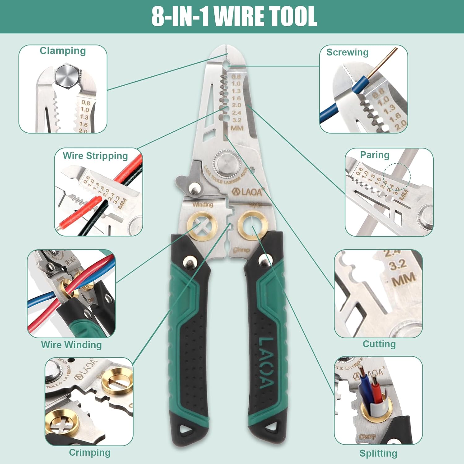 GHRTGR-Wire Stripper Tool, Professional 7.5-inch Wire Strippers/Wire ...