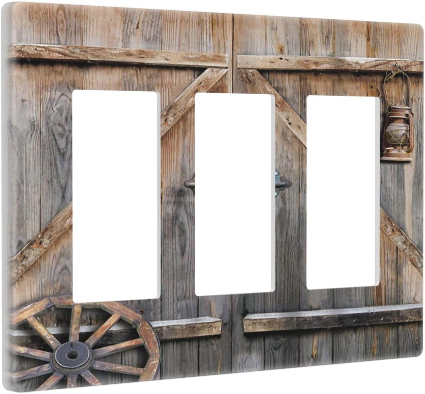 GHRTGR-Wood Garage Barn Door Cabin 3 Gang Triple Rocker/Decorator Light ...