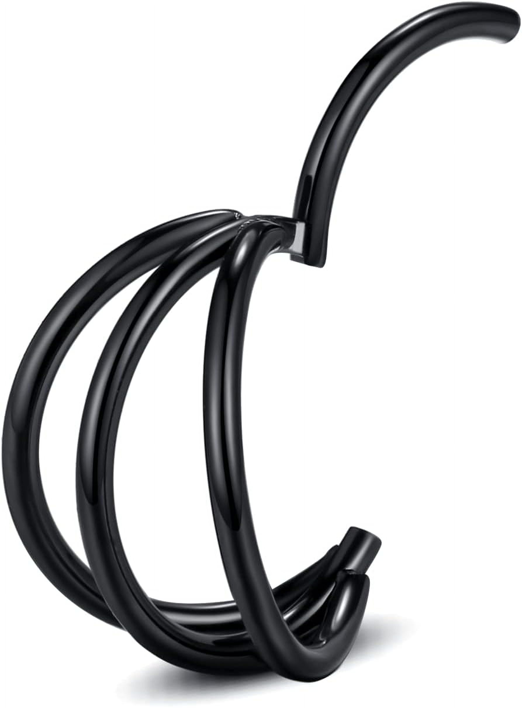 GHRTGR-YROGCU Nose Ring Lip Septum Earring-Clicker: Double/Triple Ring Open Stacked Ring 14G/16G ...