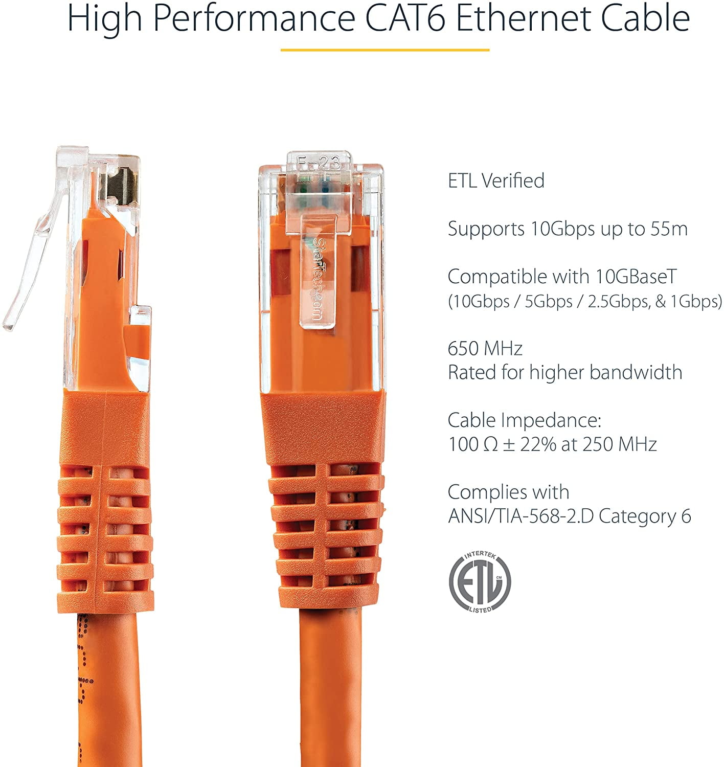 GHRTGR-.com 35ft CAT6 Ethernet Cable - Orange CAT 6 Gigabit Ethernet ...