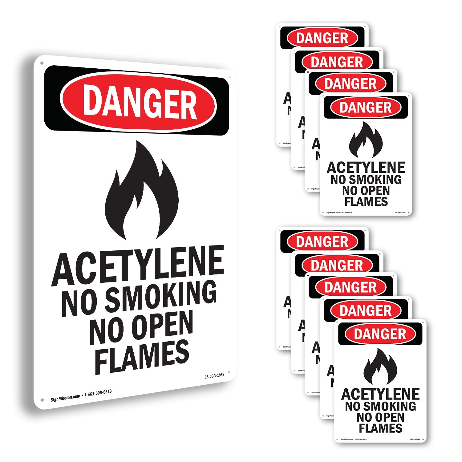 GHS Acetylene No Smoking OSHA Danger Aluminum Sign 24 Inch x 18 Inch ...