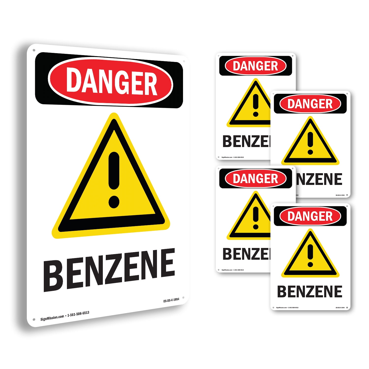GHS Benzene OSHA Danger Aluminum Sign 10 Inch x 7 Inch - 5 Pack ...