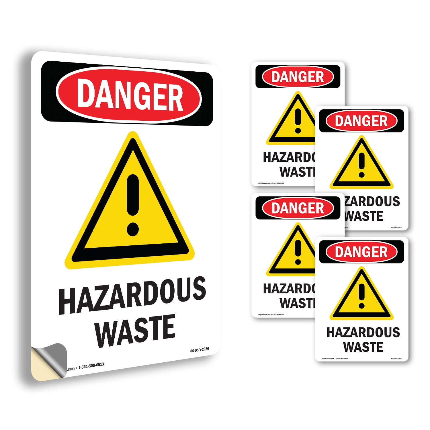 GHS Hazardous Waste OSHA Danger Vinyl Decal Label 7 Inch x 5 Inch - 5 ...