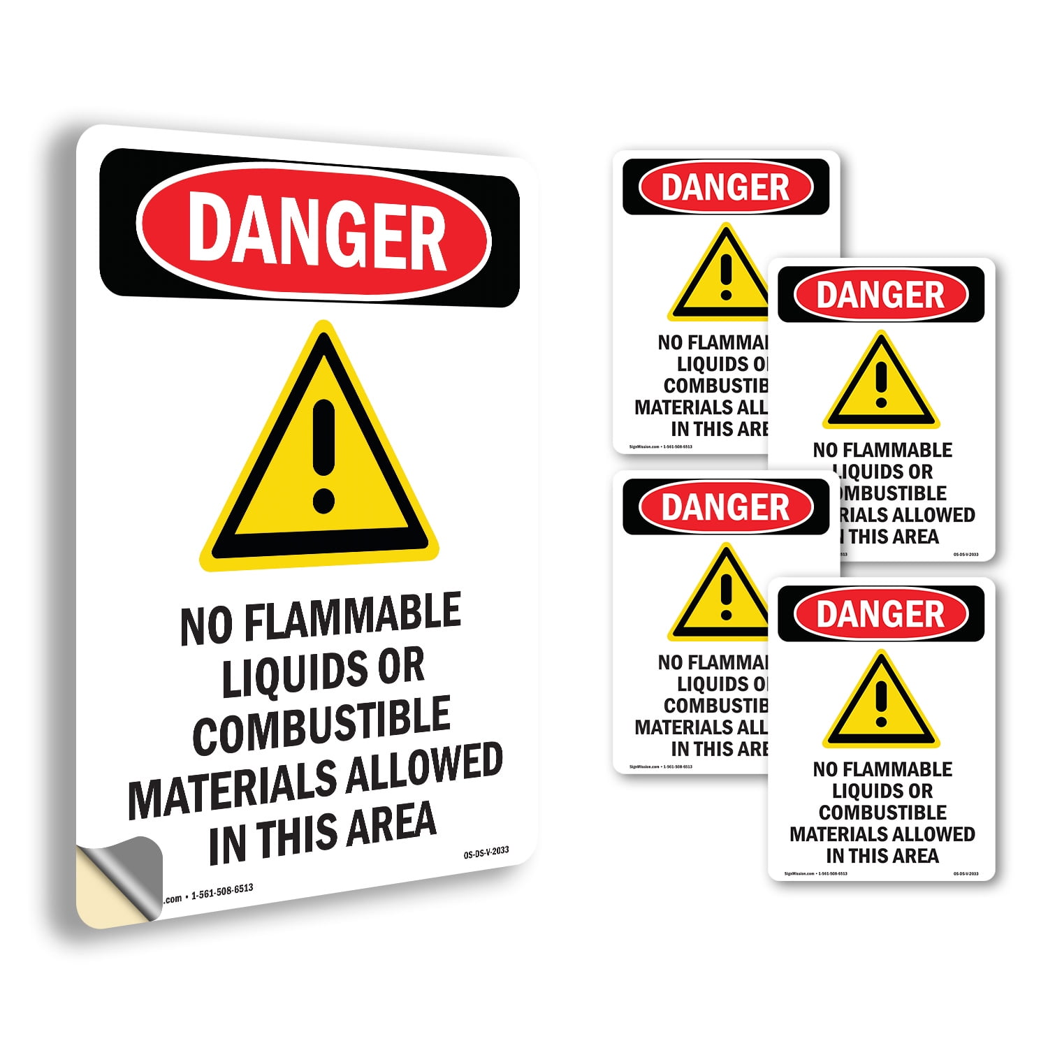 GHS No Flammable Liquids OSHA Danger Vinyl Decal Label 5 Inch x 3.5 ...