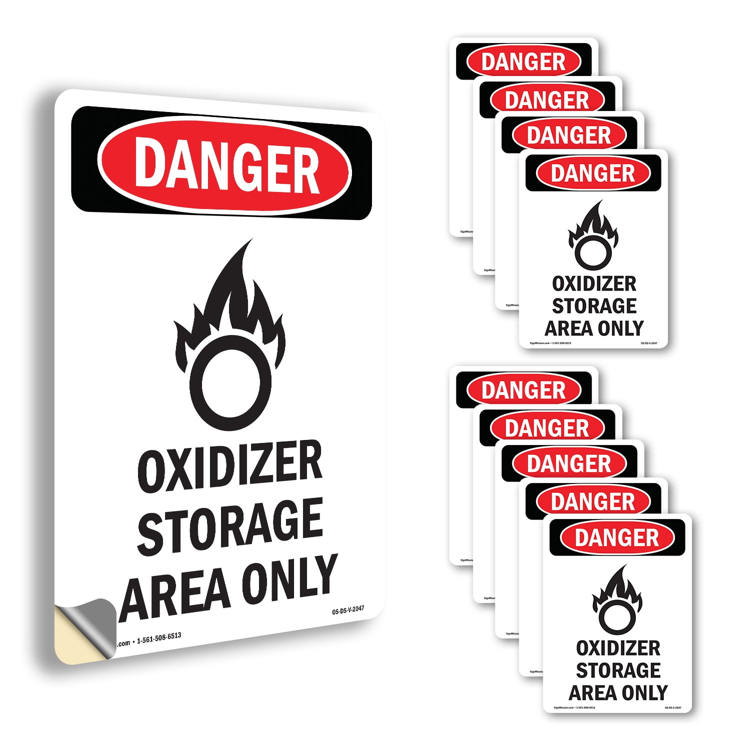 GHS Oxidizer Storage OSHA Danger Vinyl Decal Label 10 Inch x 7 Inch ...