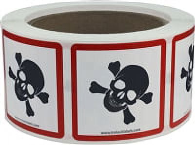 GHS Pictogram Skull & Crossbones Labels | 2 x 2" Inch Square | 500 Pack ...
