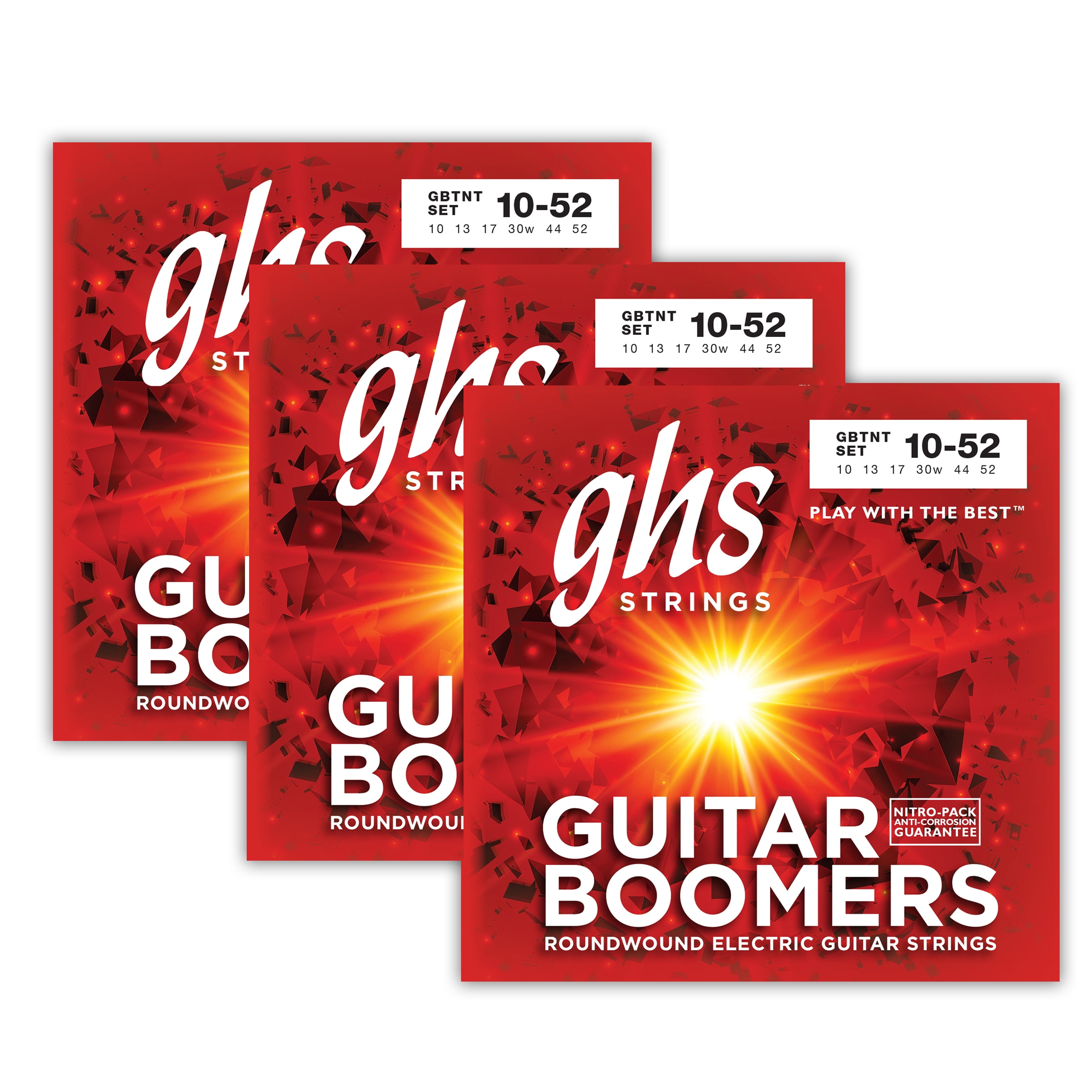 GHS STRINGS - GUITAR BOOMERS GBTNT-3 SET (3 SETS) - THIN-THICK - 010 ...