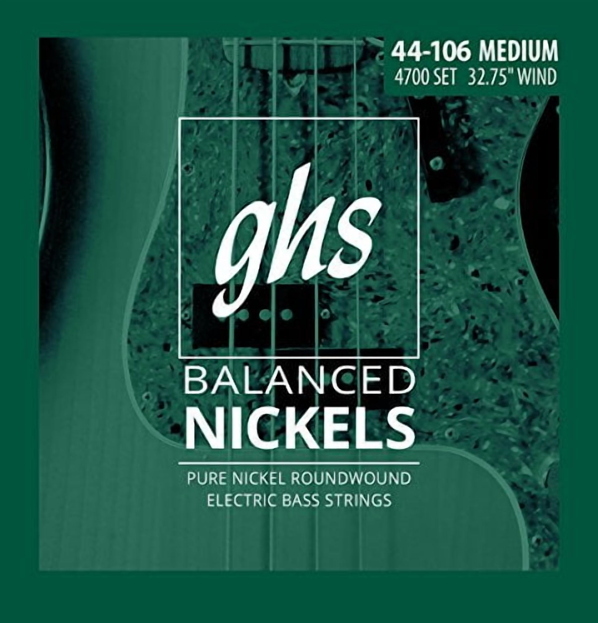 GHS Strings GHS Short Scale Balanced Nickels 4 Bass Strings Medium Gauge, 44-106, (32.75 ...
