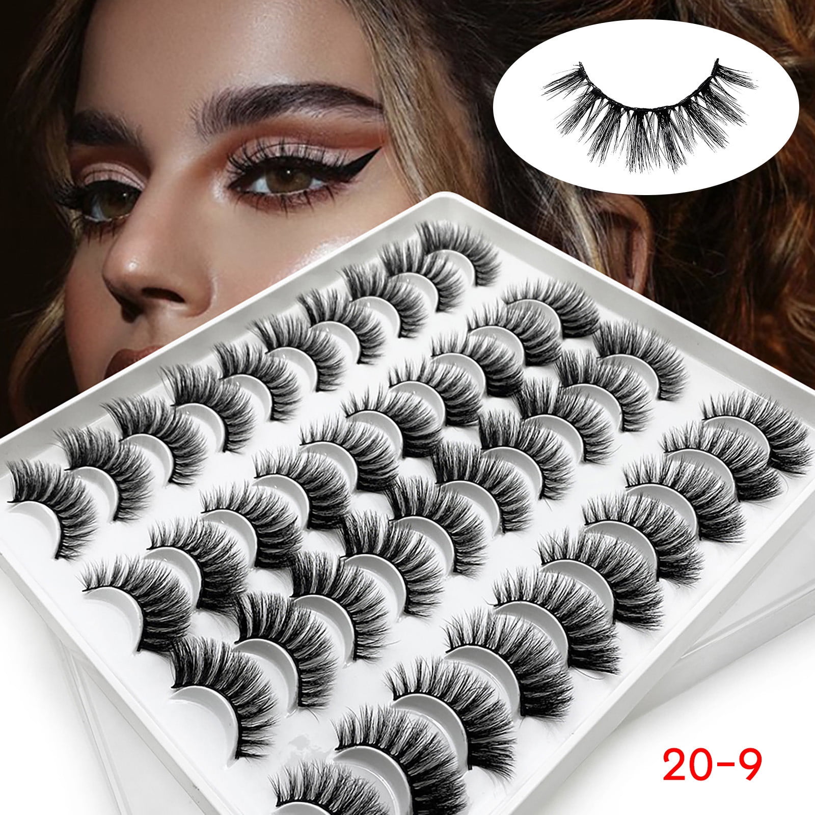 GHSOHS 20 Pairs Eyelashes 3D Thick Long Manga Lash Clusters Natural ...