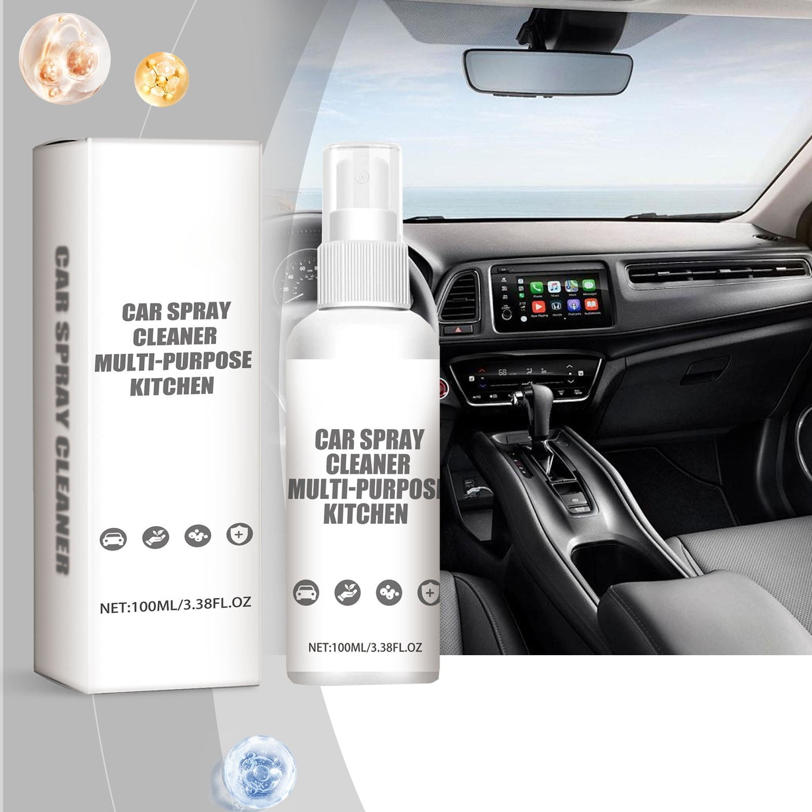 GHSOHS Automotive Car Cleaner Spray Multifunctional Spray Cleaner Automotive Interior Glass Oil ...