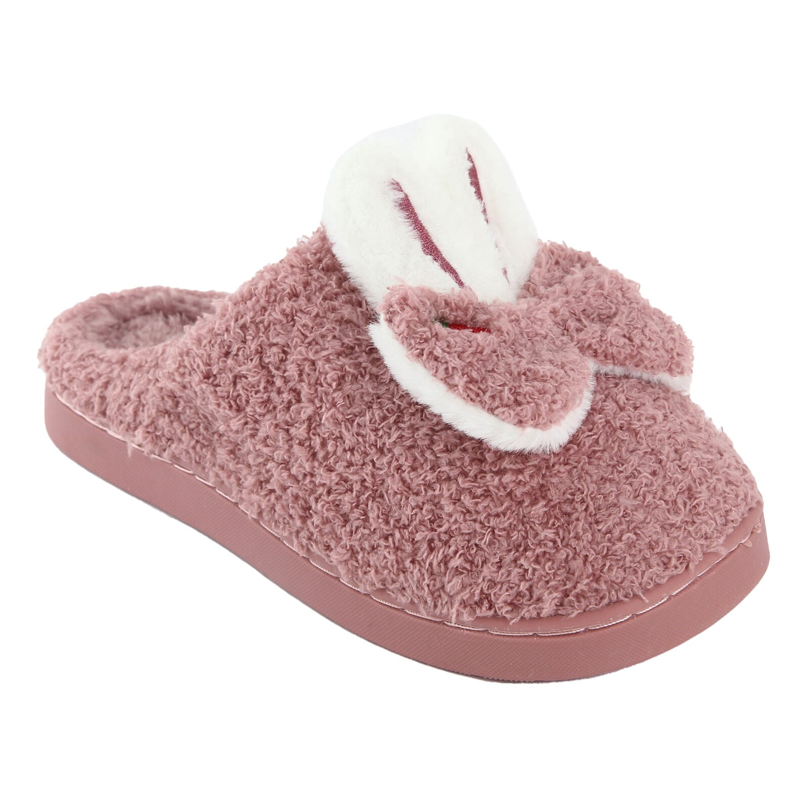 GHSOHS Cute Bunny Fuzzy Slippers for Women Rabbit Ear Bowknot Warm ...