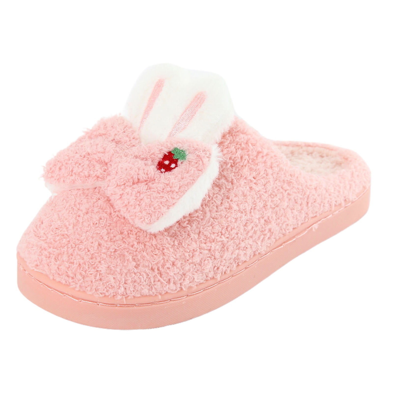 GHSOHS Cute Bunny Fuzzy Slippers for Women Rabbit Ear Bowknot Warm ...