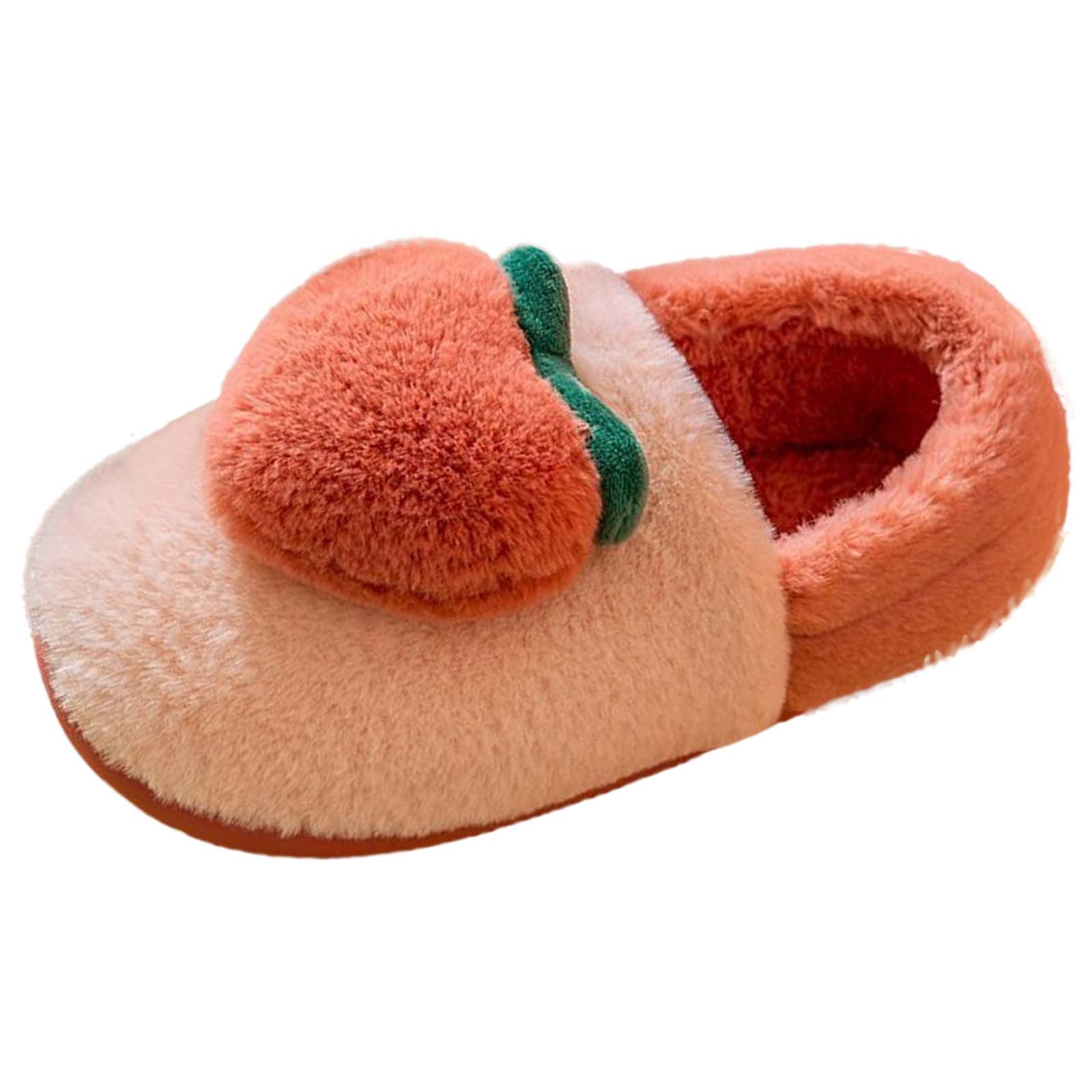 GHSOHS Cute Peach Heart Fuzzy Slippers for Women Kawaii Warm Comfort ...