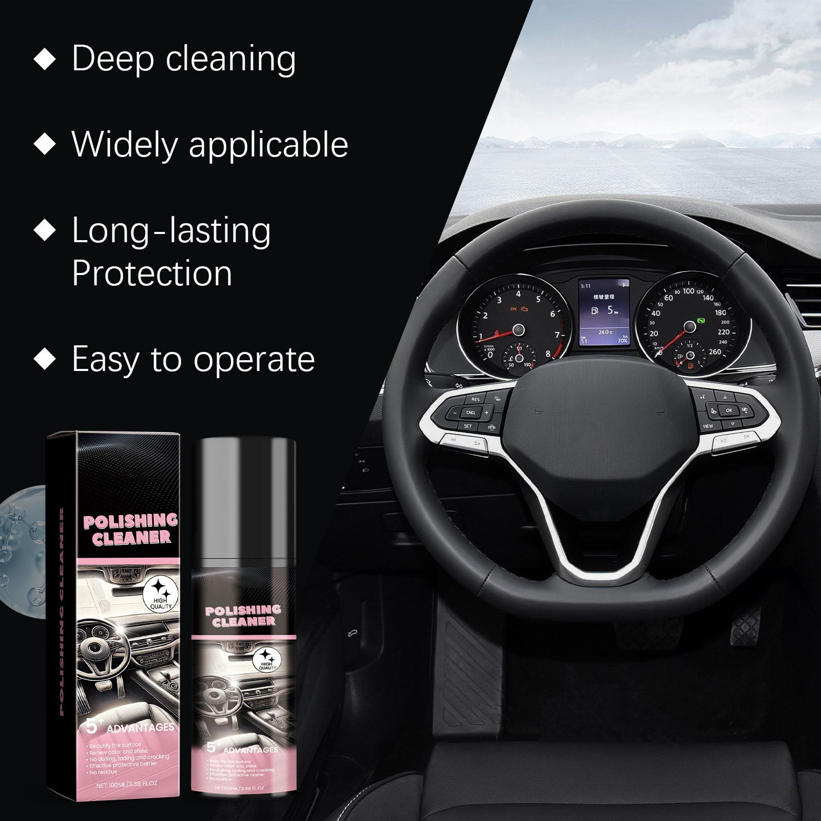 GHSOHS Effective Car Interior Cleaner Leather Car Seat Cleaner 100ml Interior Detailer Clean ...
