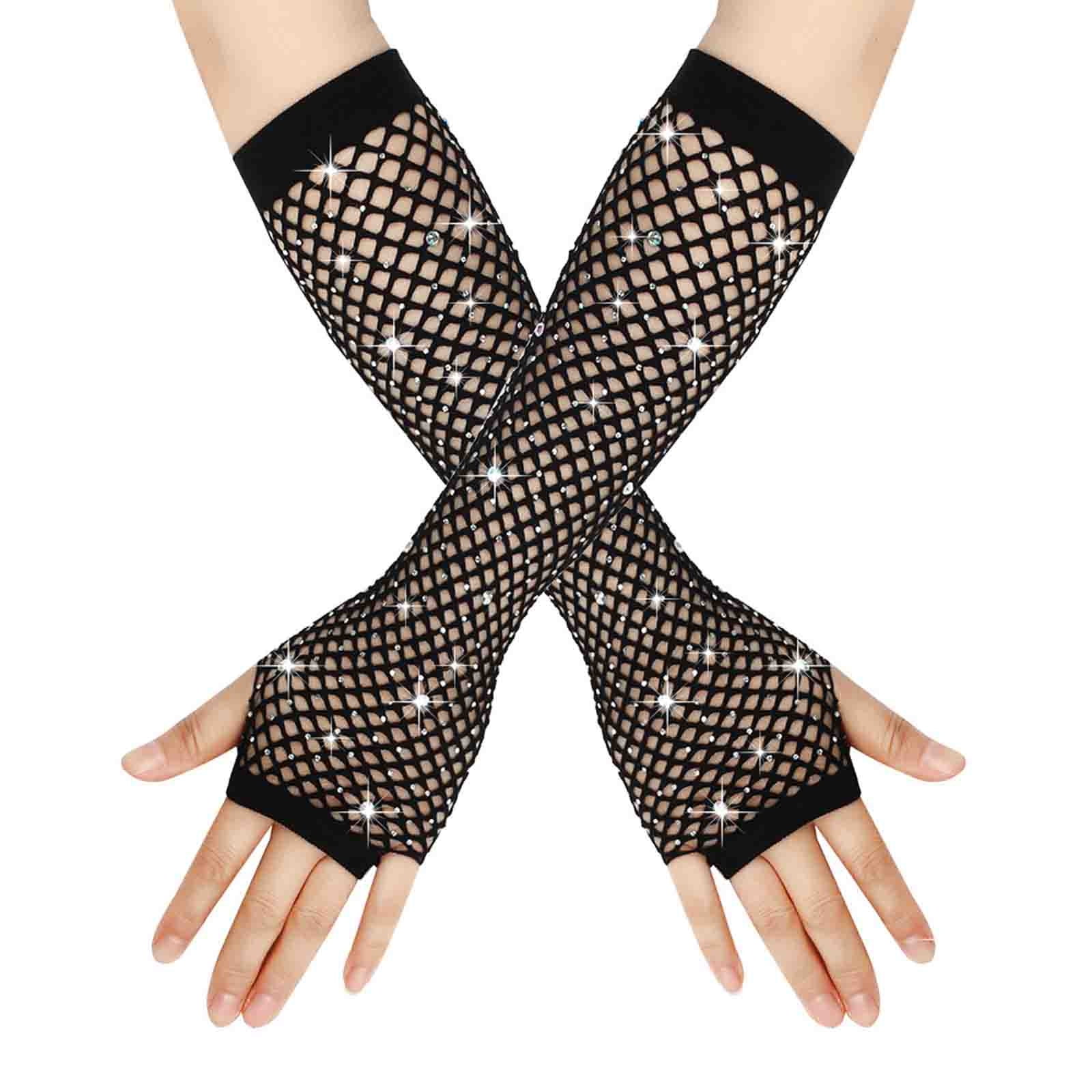 GHSOHS Gloves 80s Fishnet Gloves Long Neon Fingerless Fishnet Gloves ...