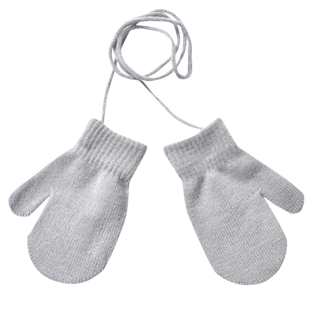 GHSOHS Gloves Children Winter Warm Solid Knitted Cute with String ...