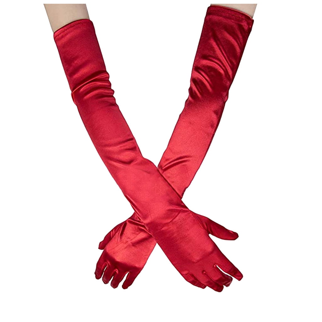 GHSOHS Gloves Long Opera Party Gloves for Women 1920s Satin Gloves ...