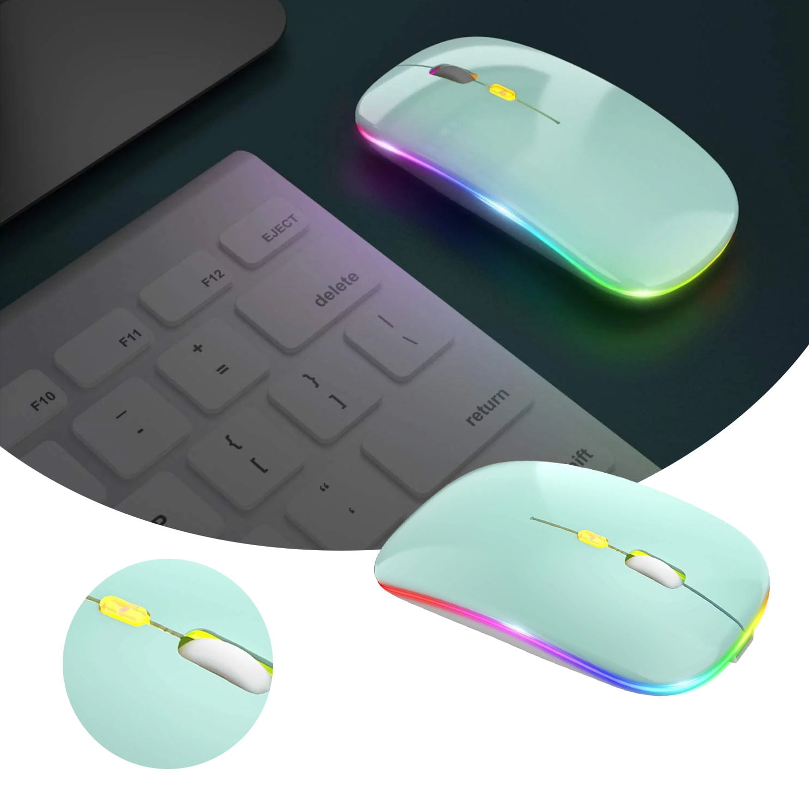GHSOHS LED Wireless Mouse with USB Receiver and Type C Receiver ...