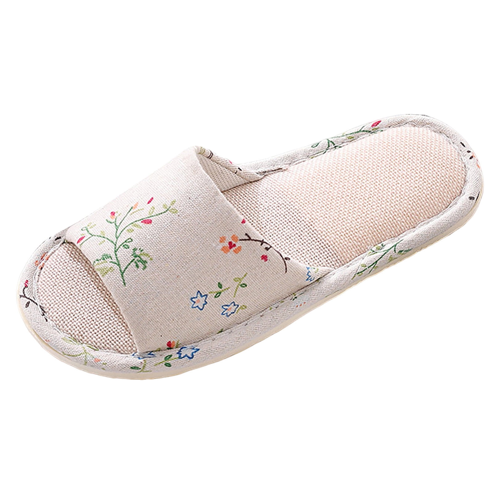 GHSOHS Linen Slippers for Women Foam Bottom Home Shoes Cute Cartoon Cat ...