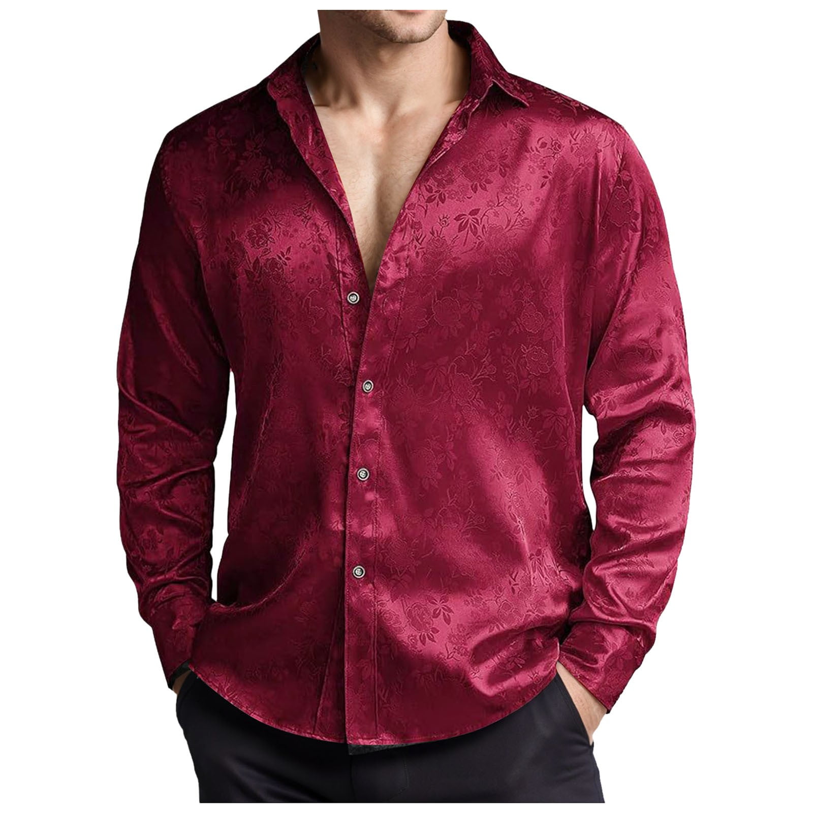 GHSOHS Mens Dress Shirts Classic Shirts for Men Red White Dress Shirt ...