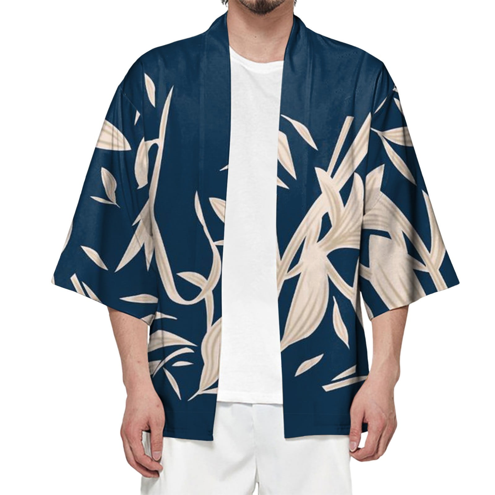 GHSOHS Mens Dress Shirts Dark Blue Men's Japanese Style Blouse and Tops ...