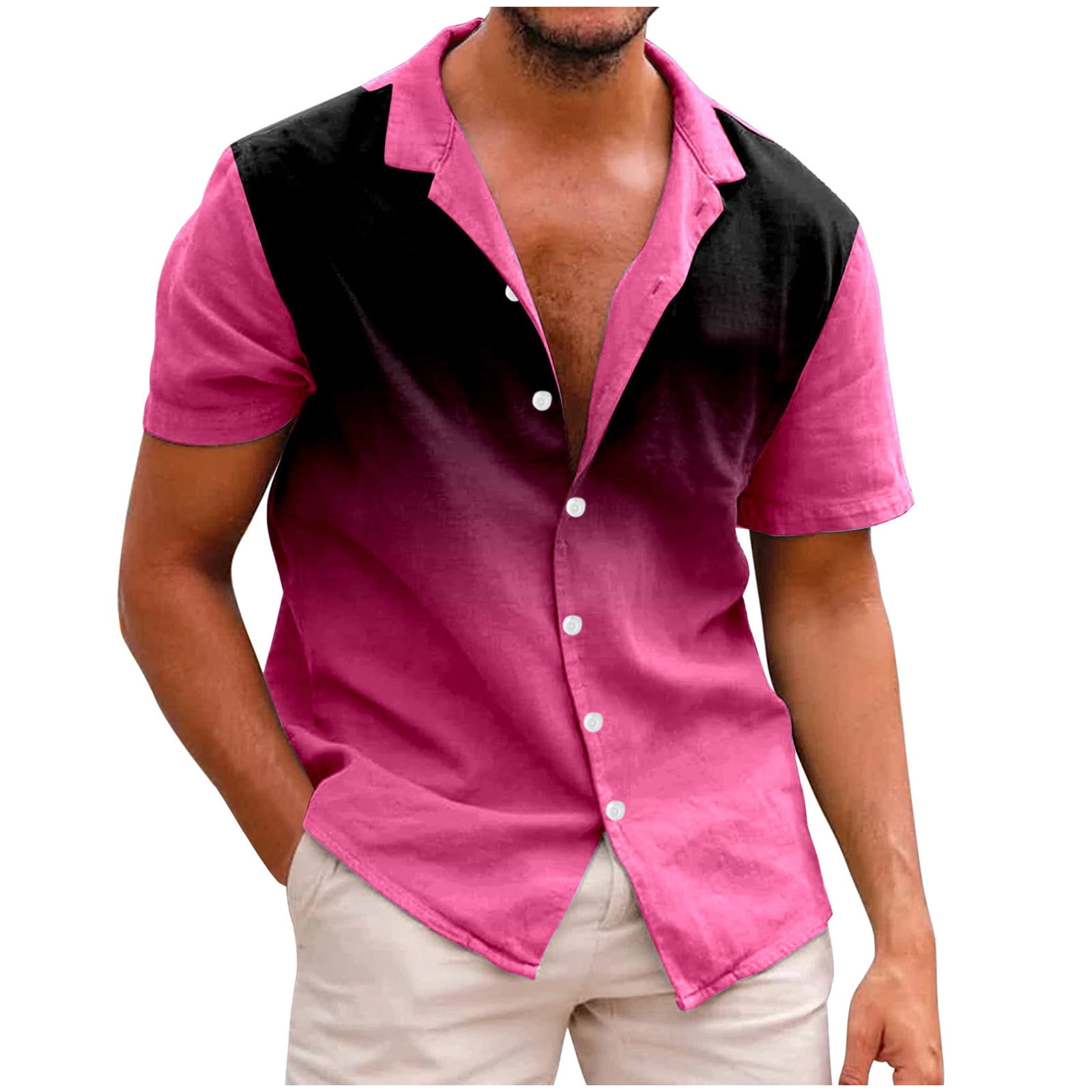 GHSOHS Mens Dress Shirts Long Sleeve Shirts for Men Pink Hot Pink ...