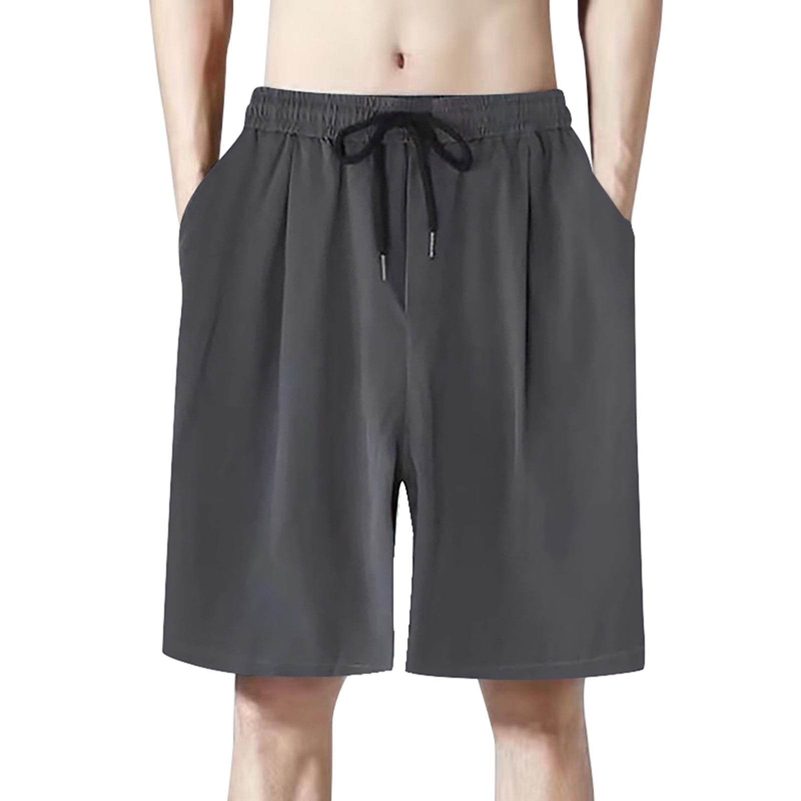 GHSOHS Mens Running Shorts Large Size Ice Silk Deep Pockets Loose Fit ...
