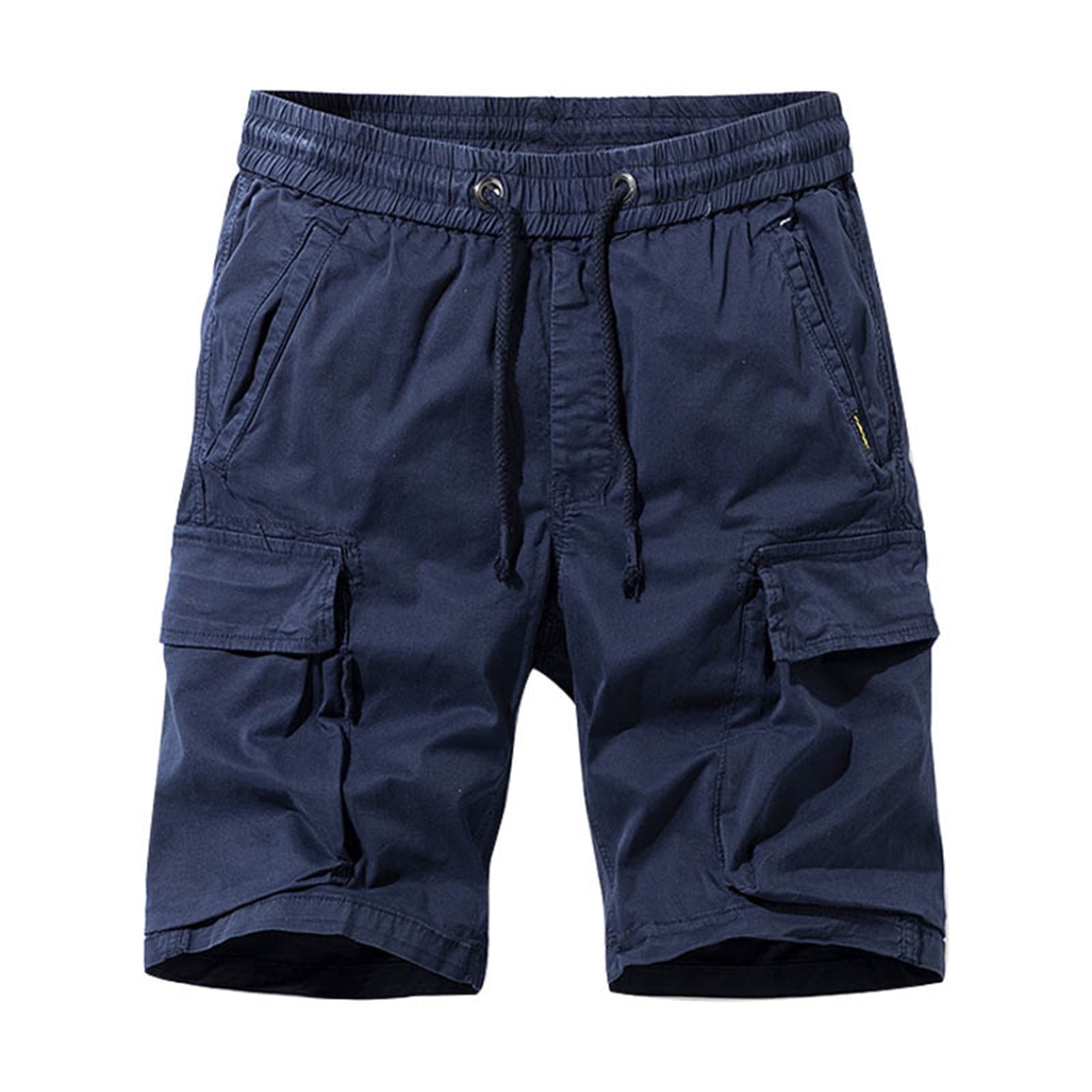 Ghsohs Mens Shorts Blue Beach Shorts Drawstring Plus Size Mens Casual