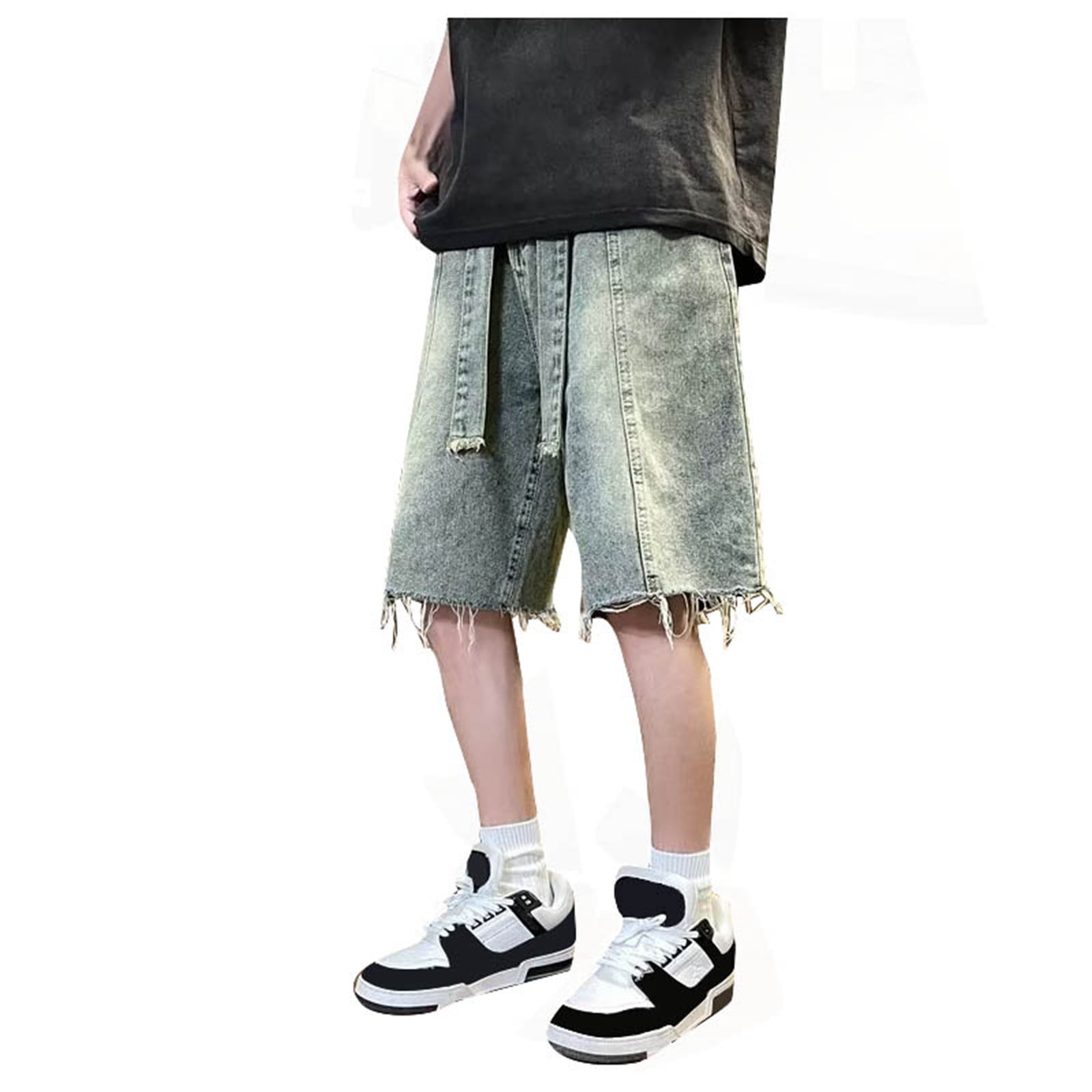 Ghsohs Mens Shorts Blue Cargo Shorts Drawstring Plus Size Mens Baggy