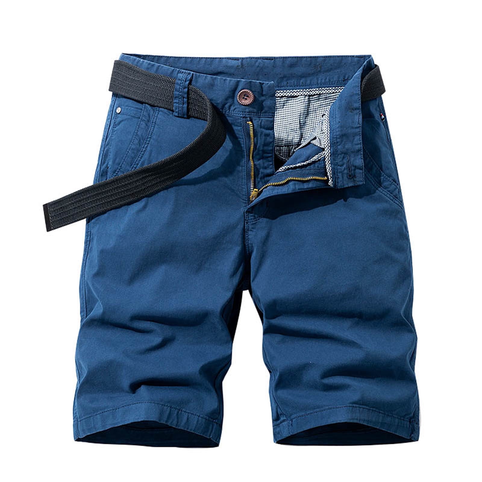 GHSOHS Mens Shorts Light Blue Pleated Shorts Casual Large Size Men's ...