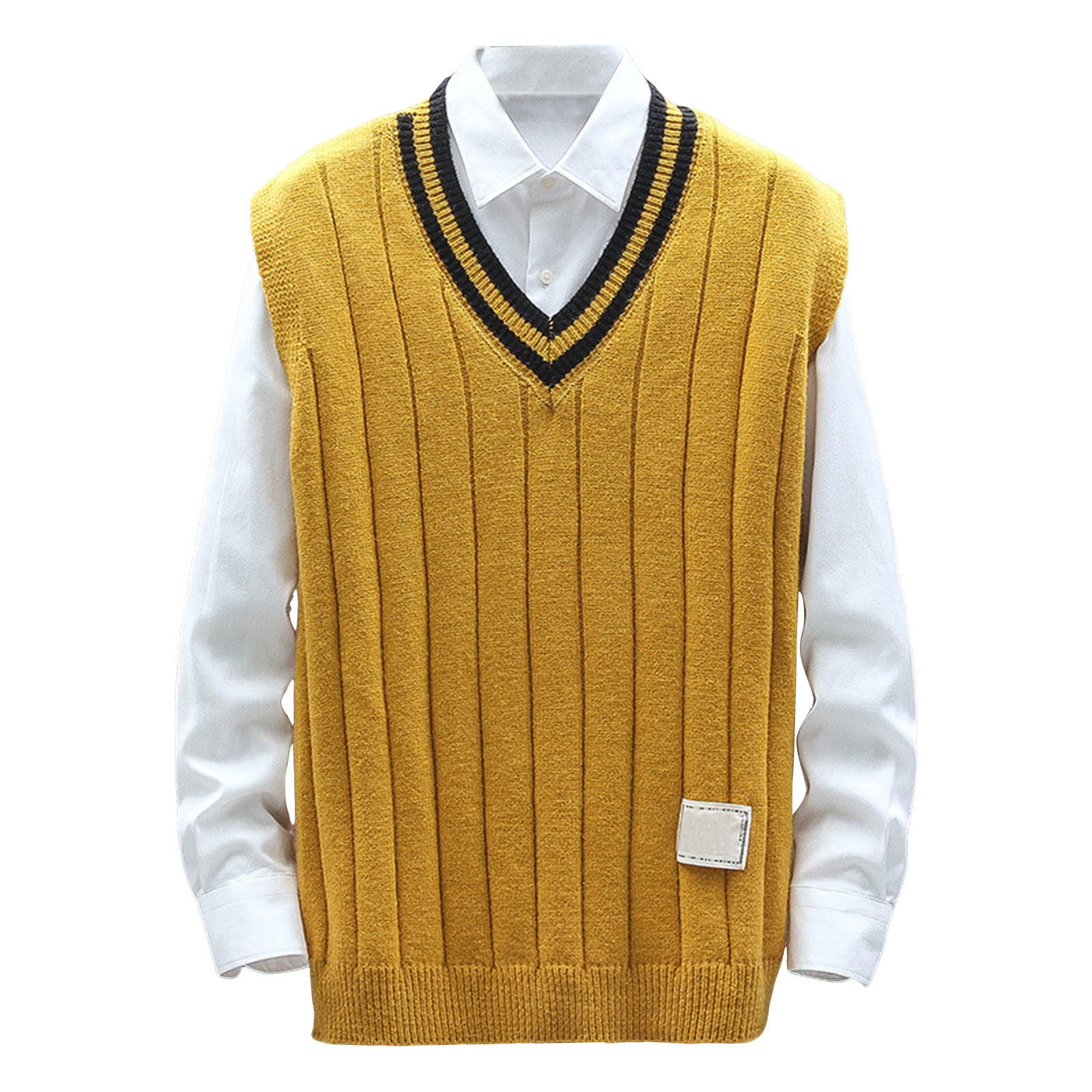 GHSOHS Mens Sweater Sweatshirts Yellow Sweaters for Men Fall Winter ...
