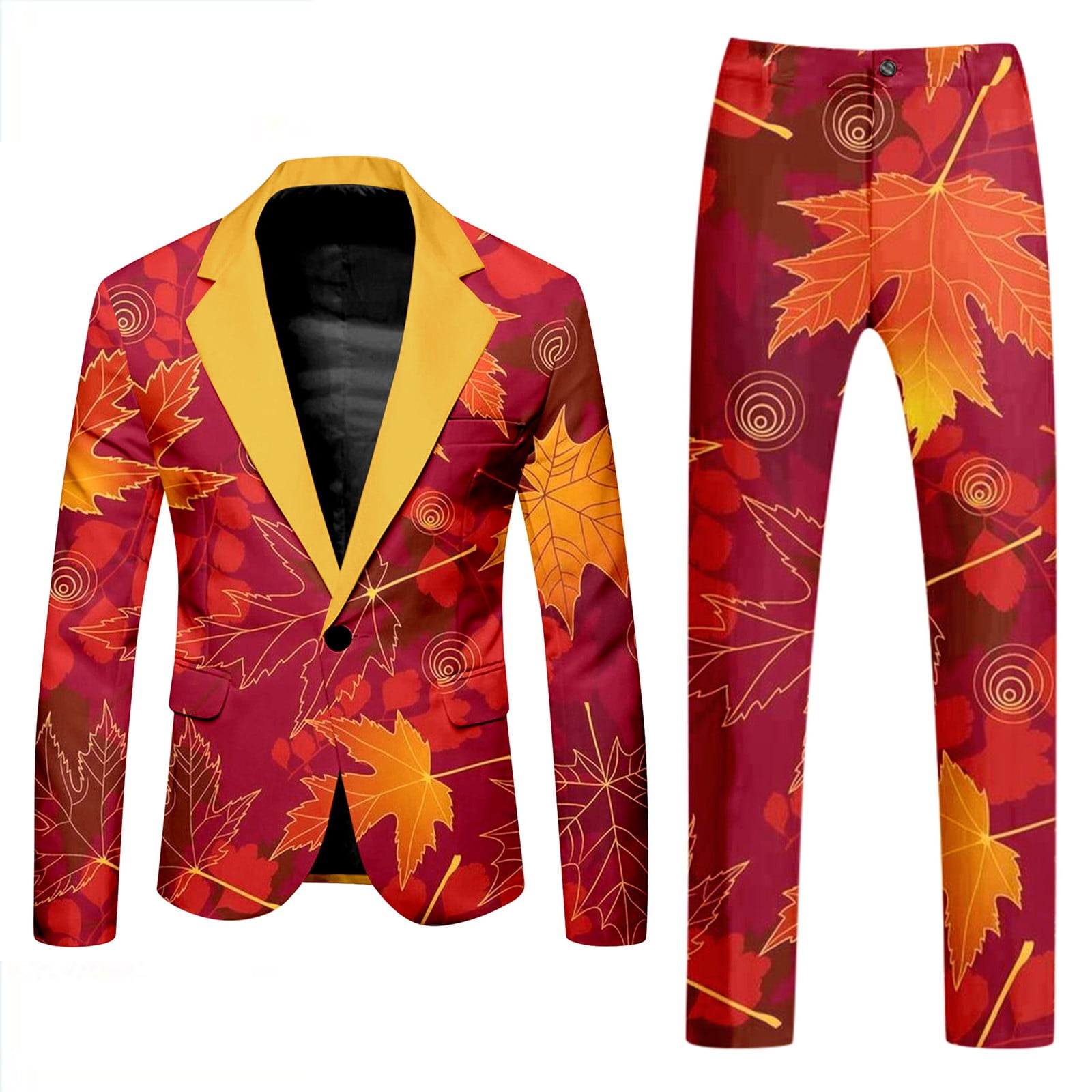GHSOHS Mens Tuxedo Suit Set Suits for Men Canada Day Long Sleeve Coat ...