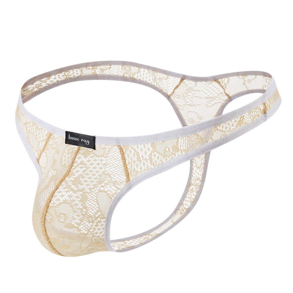 GHSOHS Mens Underwear Transparent Floral Lace Boxers Low Rise T Back ...