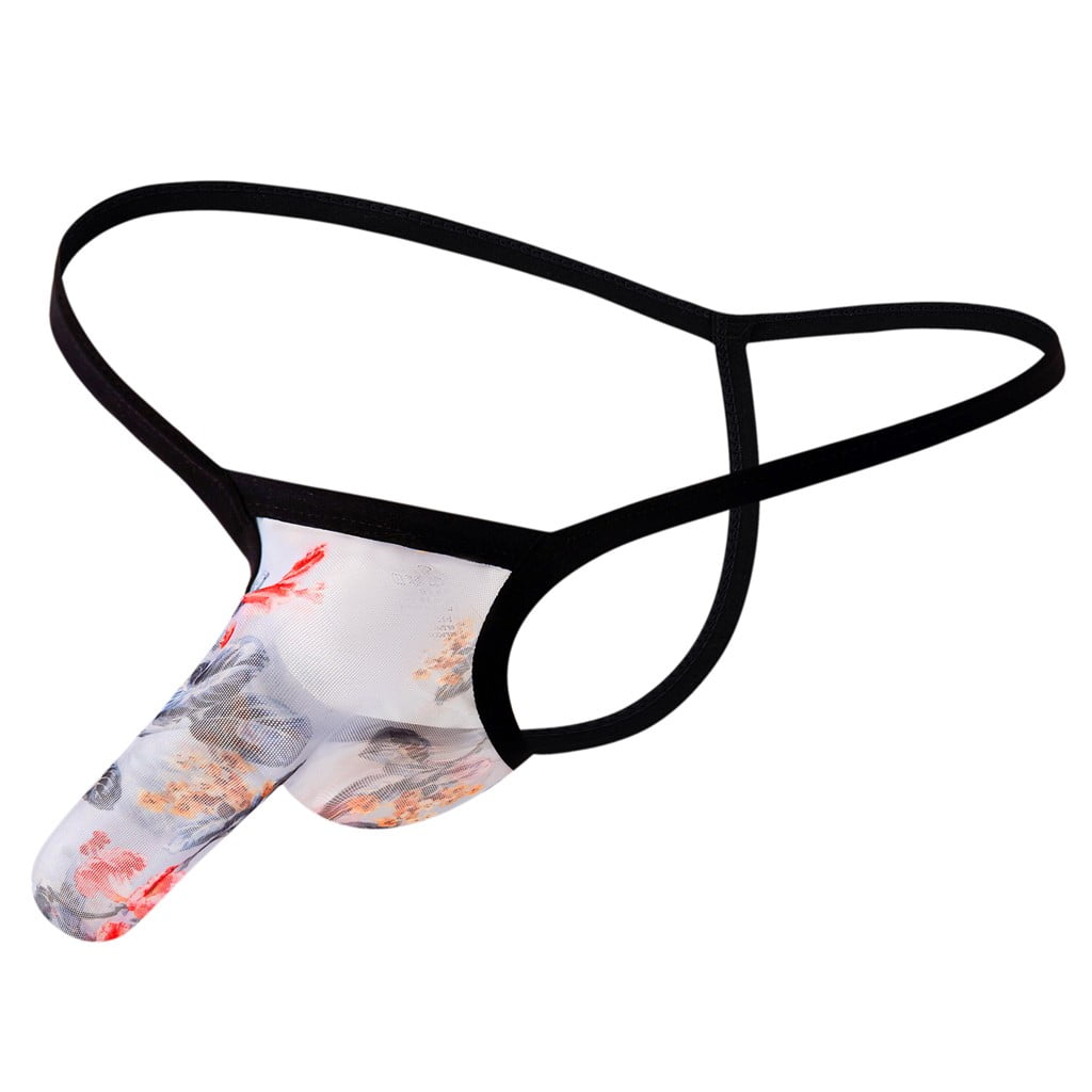 GHSOHS Mens Underwear Transparent Mesh Lace Floral Printed String ...