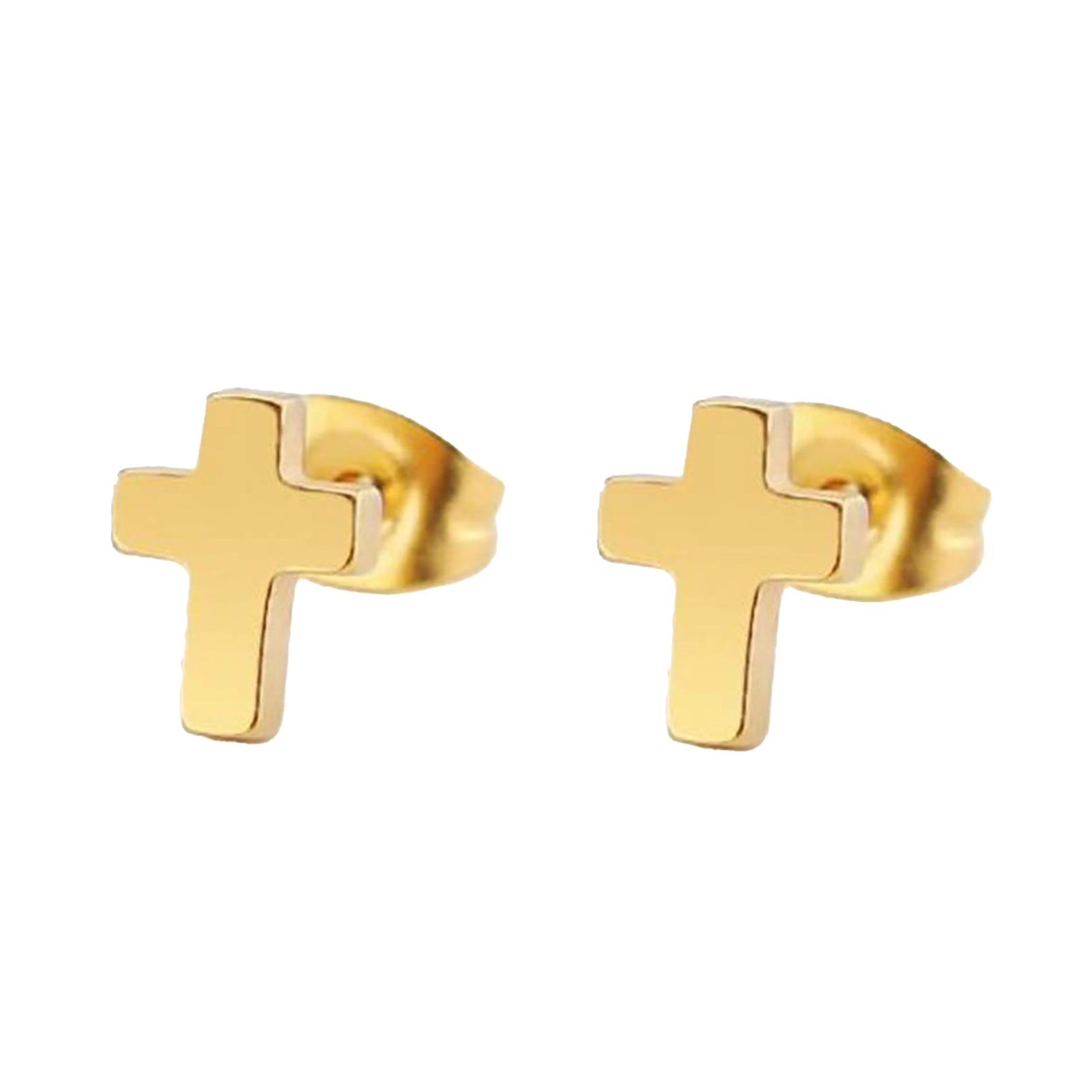 GHSOHS Minimalist Titanium Steel Cross Stud Earrings for Men Women Punk Fashion Gold Silver ...