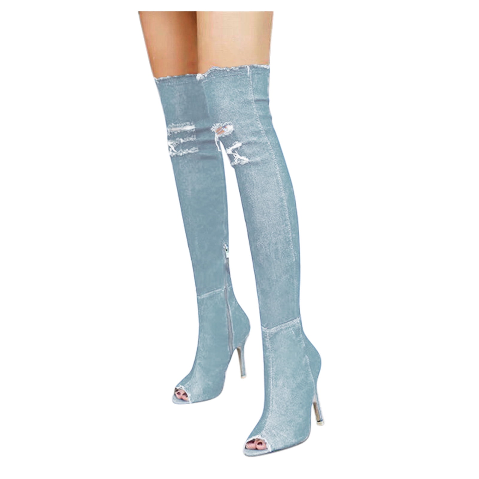 GHSOHS Over the Knee Boots for Women Retro Fashion Jeans Thigh High ...