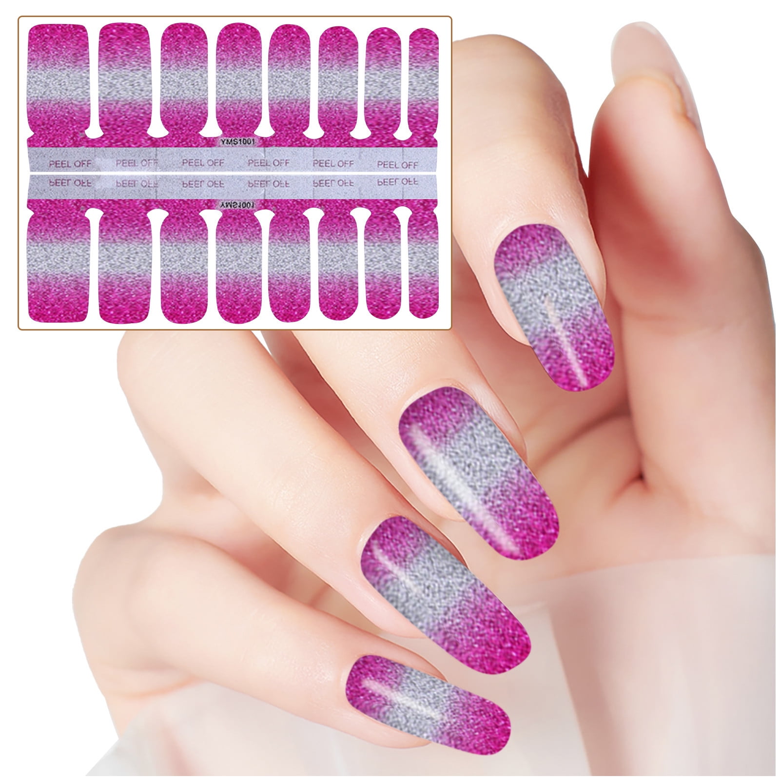 GHSOHS Press on Nails Nails Nail Charms Nail Stickers Glitter Gradient ...