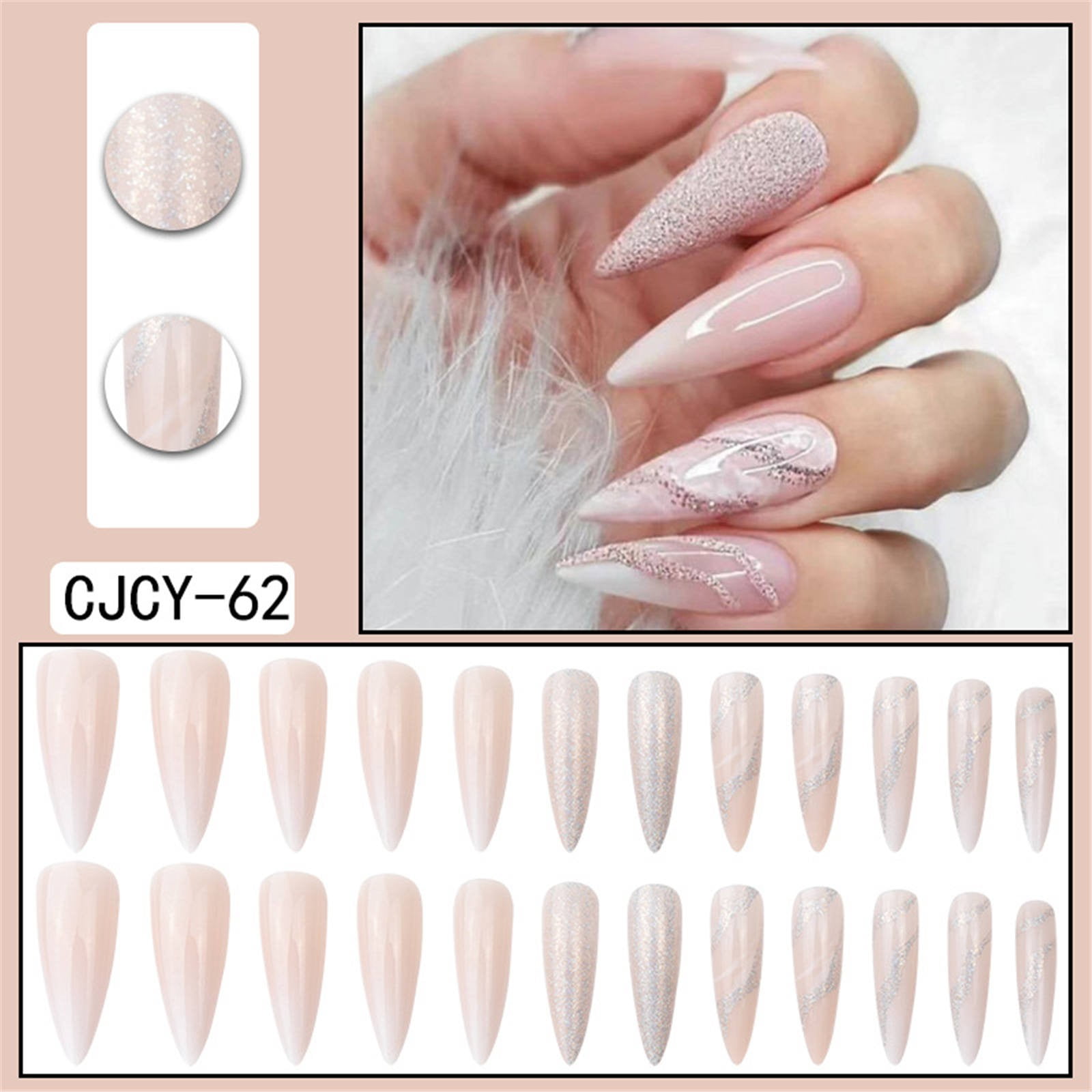 GHSOHS Press on Nails Super Long Ballet Nail Stickers Cute Rhinestone ...