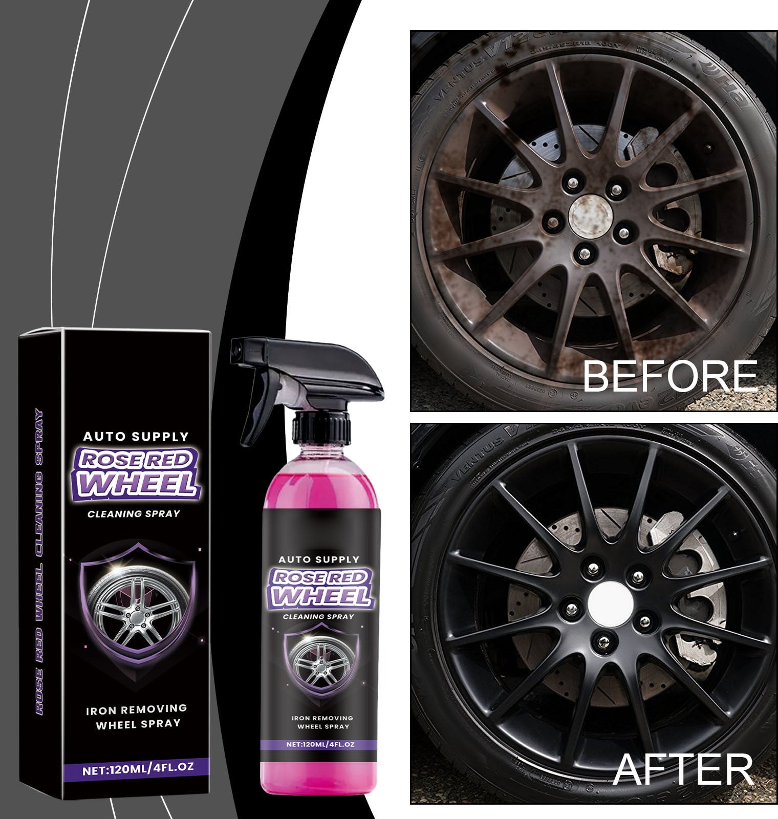 GHSOHS Wheel and Tire Cleaner Wheel Cleaning Spray Effective Wheel ...