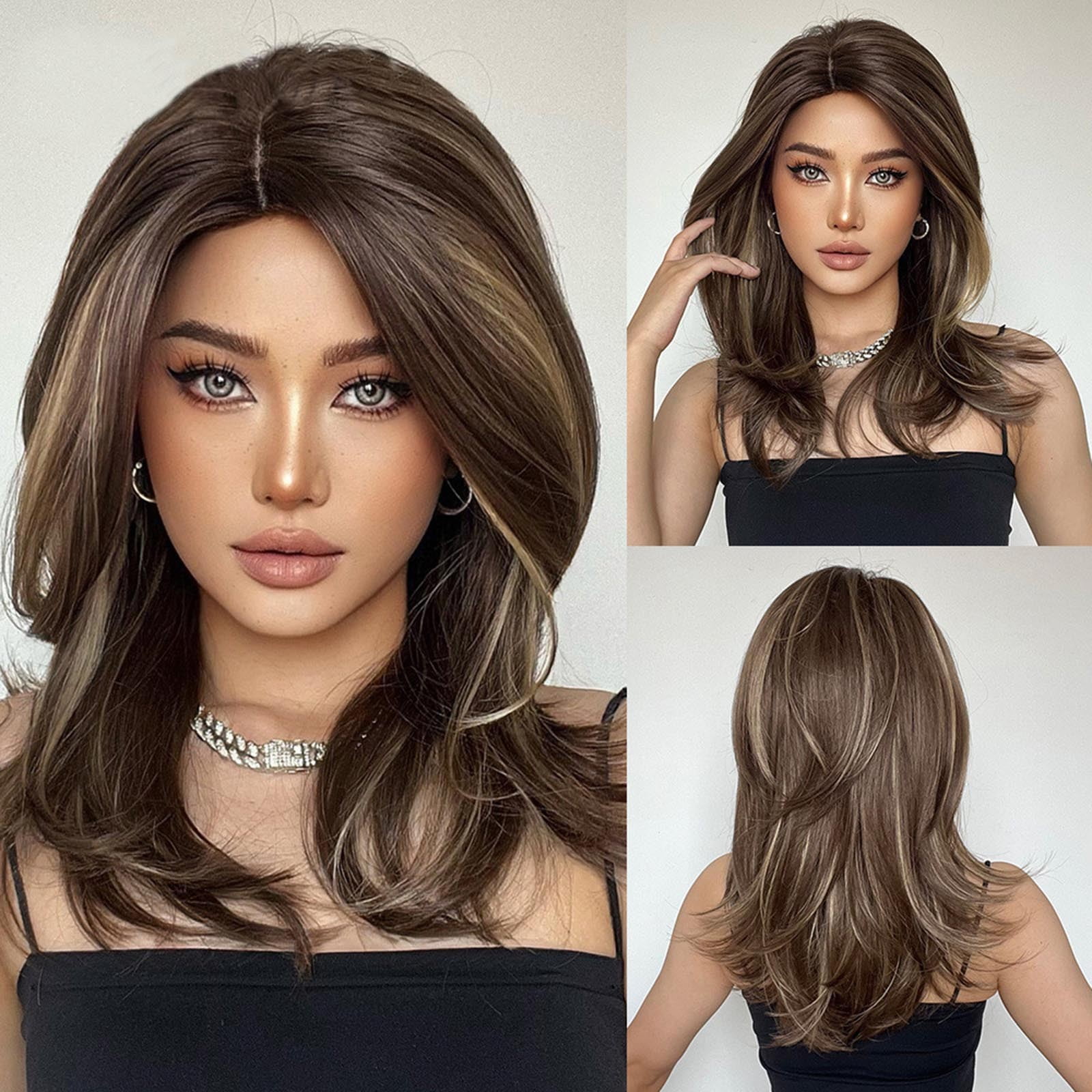 GHSOHS Wigs Human Hair Cute Extensions for Women Wavy Wigs Gradient ...