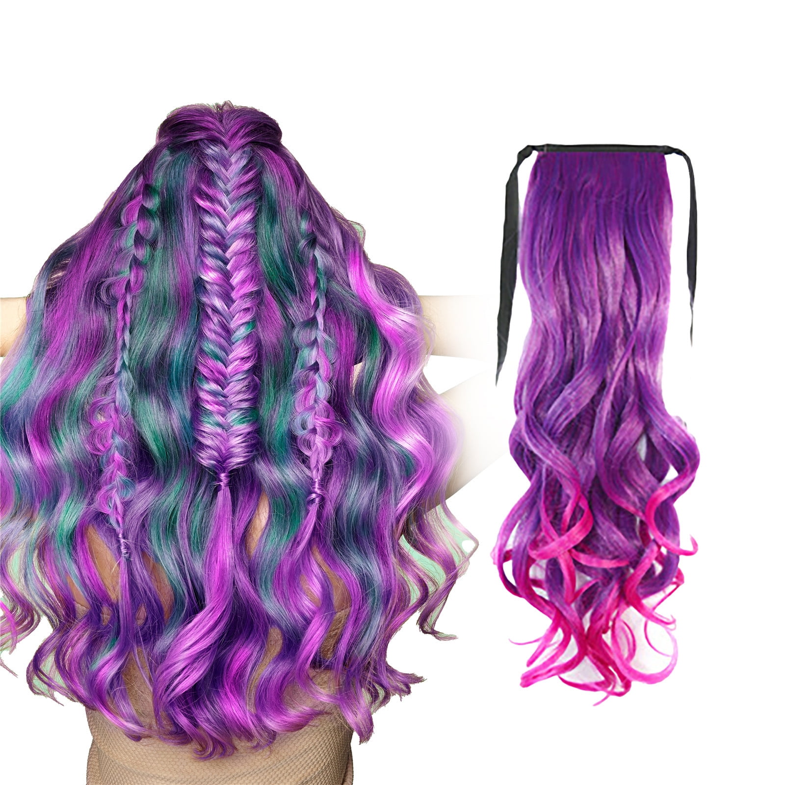 GHSOHS Wigs Human Hair White Hairpieces Natural Curly Wig Long Wavy ...