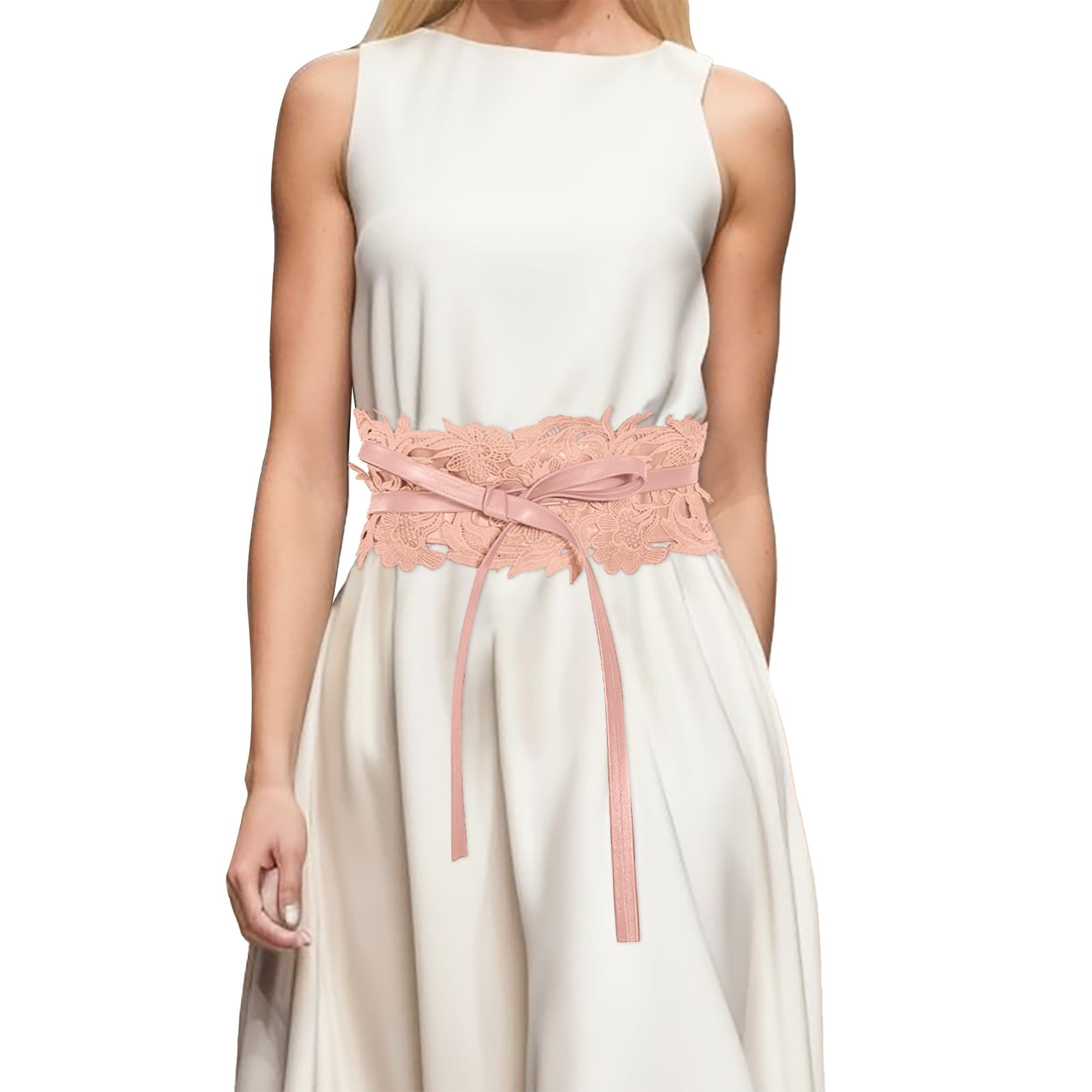 GHSOHS Womens Elastic Wide Belt Leather Lace Wrap Around Self Tie Obi ...