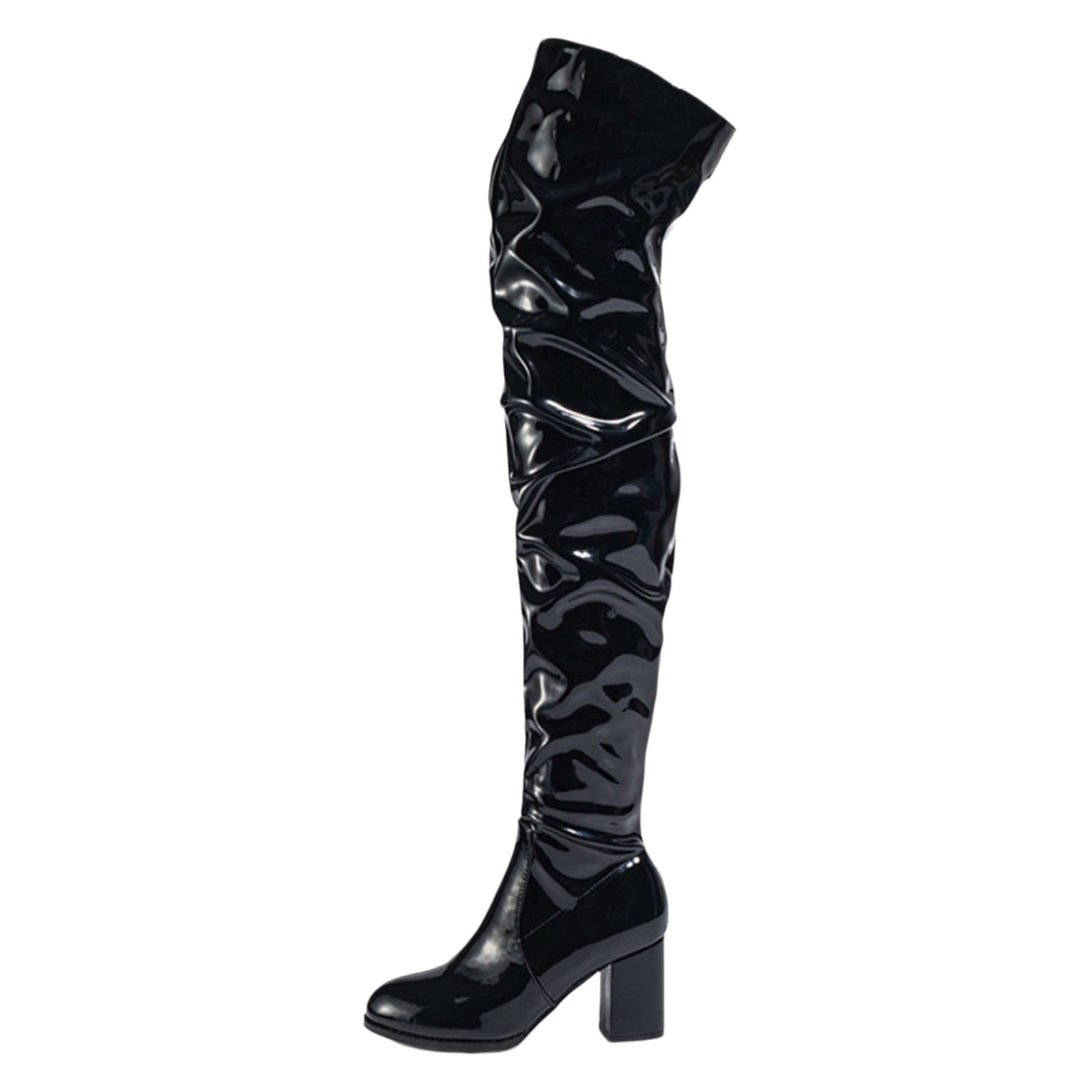 GHSOHS Womens Over the Knee Boots Fashion Soft Leather Pleated Thigh ...